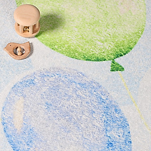 SUPERIOR Kids Indoor Area Rug, Elephant Design, Cute Rugs for Bedroom, Nursery, Playroom, Living Room, Entryway, Unique Accent, Soft Cotton Backed Rugs, Nursery Collection, 4' x 6', Baby Blue