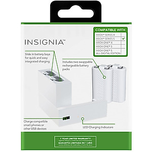INSIGNIA Insignia - Side Dock Dual Battery Charger for Xbox Series S - White