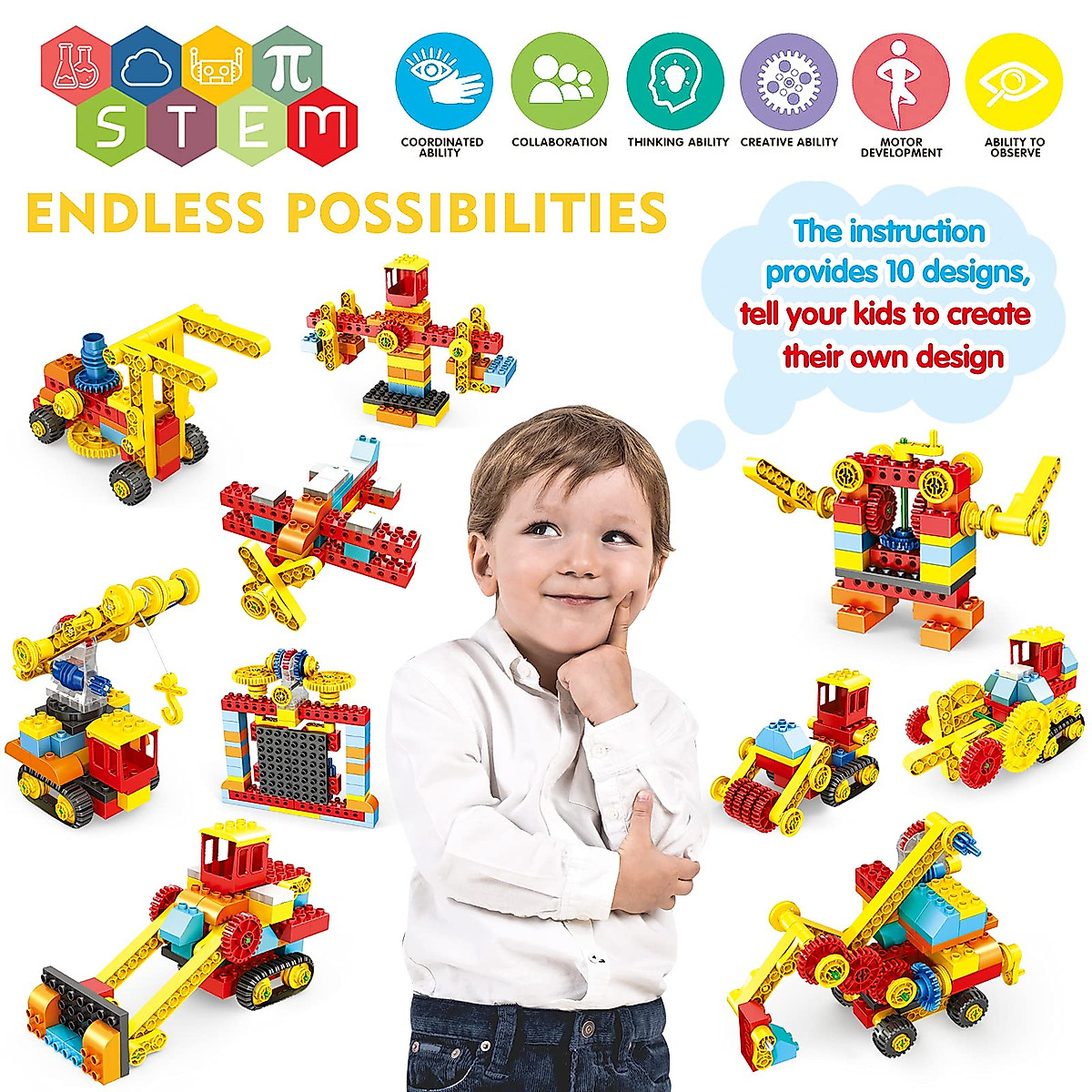 EP EXERCISE N PLAY STEM Building Blocks Toy Set for Kids, Kindergarten Preschool Educational Learning Toys with Storage Box, Birthday Gifts for Boys Girls Toddlers Age 3 4 5 6 7 8 Years (148 Pieces)