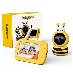 BabyTime Baby Monitor, 1080P Baby Camera Monitor No WiFi with 5" Display, Night Vision, Lullaby Player, Two Way Audio and VOX Mode, Temperature