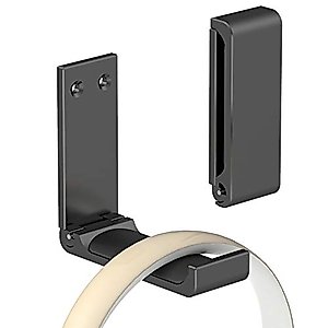 Yocice Headphone Stand Hanger,Headset Holder Mount,Aluminum Hook with Strong Adhesive Tape for Headphones (H03-Black-1PCS)