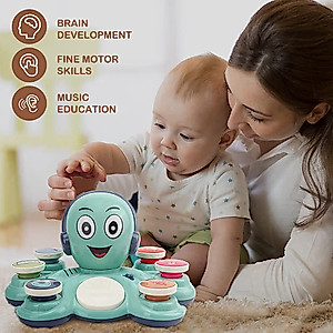 Growinlove Baby Musical Toys for Toddlers Rock Octopus Music Toys, Educational Toys for Baby Toddler, Baby Present Interactive Musicial Toy for 1 2 3Year Old Girls/Boys