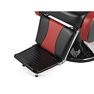 Salonsunny Black & Red Styling Salon Spa Reclining Chair All Purpose Barbering Chair Professional Vintage Heavy Duty Equipment