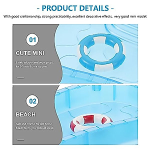 Ciieeo 5 Pieces Miniature Dollhouse Beach Accessories Beach Dollhouse Decoration Set with Umbrella Chair Swimming Ring Swimming Pool