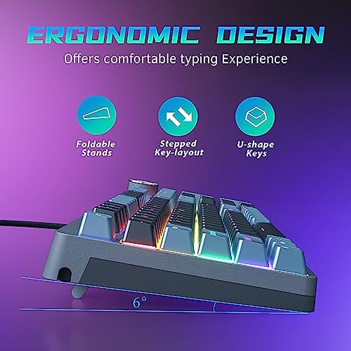 Mechanical Gaming Keyboard, RGB Backlit 104 Keys Full Size Keyboard with Multimedia Knob, Double Shot Keycaps, Full Anti-Ghosting, Blue Switch Wired Computer Keyboard for Windows PC Mac Xbox Gamer