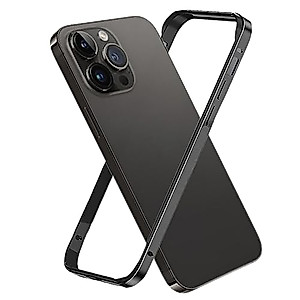 Vitodo for iPhone 14 Pro Bumper Case Metal, Aluminum Alloy+TPU Bumper Frame Slim Fit No Back Design Excellent Heat Dissipation Wireless Charging Compatible 4 Corner Raised Shockproof (Metal-Black)