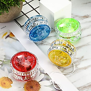 Sumind 6 Pieces LED Light Yo-Yo Plastic Responsive Yoyo Entertaining Yoyo for Beginner Party Favors (Random Colors)