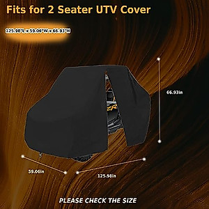 YONQIFON 2 Seater UTV Cover with Zipper UTV Covers Waterproof Outdoor Heavy Duty All Weather Easy Install Compatible With Polaris Ranger Yamaha Wolverine Can-Am Honda Kawasaki Teryx CFMOTO Zforce