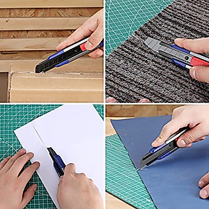 WORKPRO 18mm Retractable Utility Knife, Heavy Duty Aluminum Alloy Snap-off Box Cutter with 10PC SK5 Steel Sharp Blades for Cartons, Cardboard and Boxes, Perfect for Office and Home Use