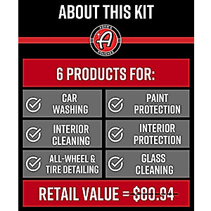 Adam's Arsenal Builder Car Cleaning Kit (6 Item) - Our Best Value Car Detailing Kit | Car Shampoo Wash Soap, Wheel & Tire Cleaner, Total Interior Cleaner, Glass Cleaner. Tire Shine CS3