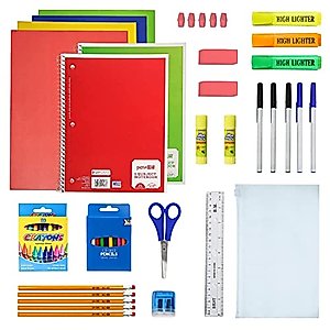48 Piece Bulk School Supplies Kits, Value Pack of 12 Kits - Essential Box of School Supplies for Elementary, Middle, and High School Students