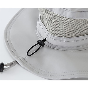 Connectyle Men's Outdoor Mesh Boonie Sun Hat Wide Brim UV Protection Fishing Hat (Grey)