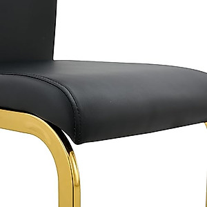 Maotifeys Luxury Black Faux Marble Dining Table Set for 6, Modern Kitchen Table with 6 Black Leather Dining Chairs 7-Piece Dining Table and Chairs for 6 with Polished Gold Metal Legs