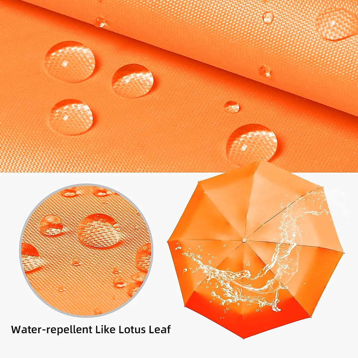 Trenovo Travel Mini Folding Compact Umbrella With Case - 8 Ribs Lightweight Portable for Sun & Rain, Small Pocket for Girls and Women - Orange