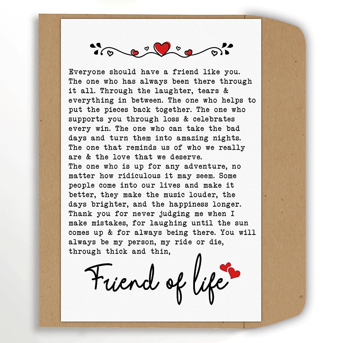popmazing Best Friend Card - Thank You For Being In My Life - Friend For Life - Card For Special Friend - Recycled Card For Best Friend - Bestie Cards, 5 x 7 inches…