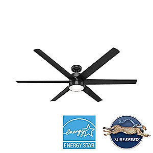 Hunter Fan Company 59628 Solaria Ceiling Fan, 72", Matte Black