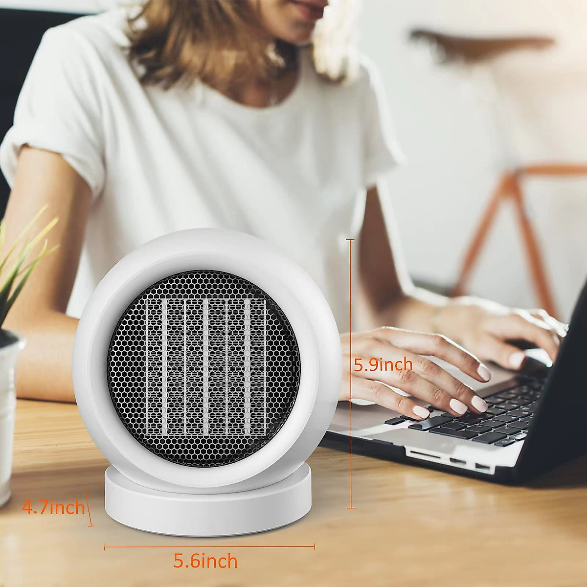 Lmkeji Desk Heater,600W Energy Efficient Desktop Heater for Indoor Use,Safe and Quiet for Bedroom Home Office Use(White)