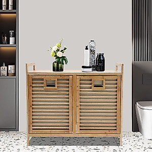 FTUREPAC Laundry Basket Organizer, Tilt Out Laundry Hamper with 2 Removable Liner Bags, Laundry Hamper Cabinet Tilt Out Basket,Laundry Basket Laundry Hamper Cabinet, Natural