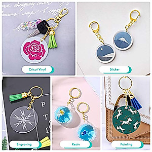 Acrylic Keychain Blanks, Audab 120pcs Blank Keychains for Vinyl Kit Including 30pcs Acrylic Discs, 30pcs keychain Tassels, 30pcs Gold Key chain Rings and 30pcs Jump Rings for DIY Keychain, Vinyl Craft