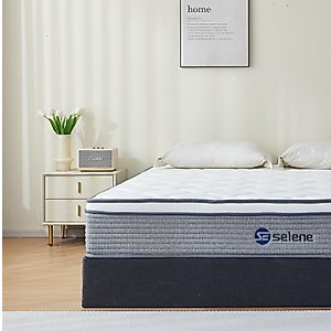 Selene Bedding King Size Mattress, 12 Inch King Mattress with Pocket Spring and Memory Foam for Pressure Relief, Motion Isolation, Edge Support, Medium Firm Mattress in a Box, CertiPUR-US, Grey