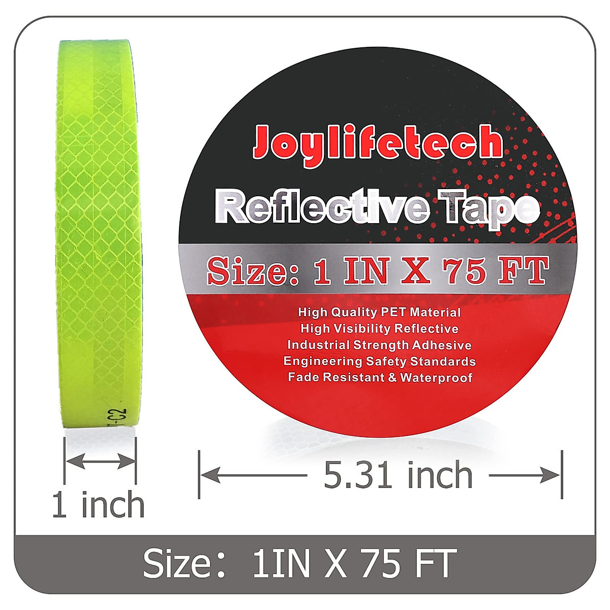 Yellow Reflective Tape 1 Inch X 75 Feet Outdoor Waterproof Adhesive Reflective Stickers High Visibility Reflector Tape Conspicuity Safety Tape for Cars Clothing Bikes Motorcycle Mailbox (Green)