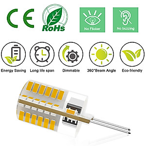 TAIYALOO G8 LED Bulb Dimmable 3W Equivalent to G8 Halogen Bulb 20W-25W, T4 JCD Type Bi-Pin G8 Base, AC 120V G8 Bulb Warm White 3000K for Under Cabinet Light, Under Counter Kitchen Lighting (10 Pack)