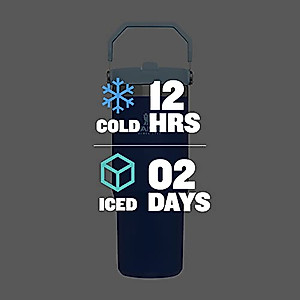 Stanley IceFlow Stainless Steel Tumbler with Straw - Vacuum Insulated Water Bottle for Home, Office or Car - Reusable Cup with Straw Leakproof Flip - Cold for 12 Hours or Iced for 2 Days (Lapis)