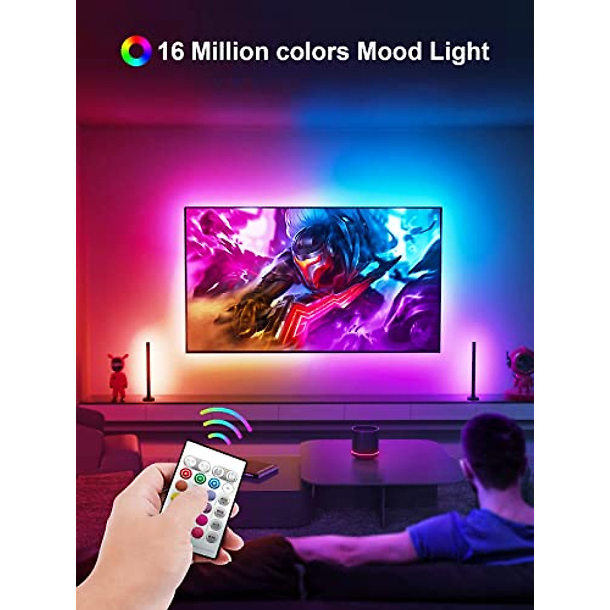 KANTUTOE LED Lights for TV, 16.4ft TV LED Lights for 45-75 Inch, RGB TV Lights Backlight Behind, Music Sync Bluetooth APP and Remote Control TV LED Strip Lights USB Powered for Bedroom/Gaming