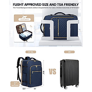 LOVEVOOK Carry on Backpack,Travel Backpack Airline Approved with Toiletry Bag,Expandable 30-40L Large Laptop Backpack Women Waterproof, Fit 17.3 Inch with USB Charging Port Shoes Compartment