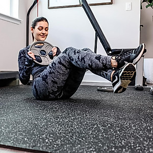 SUPERJARE 6 Tiles Equipment Flooring Mat for Floor Workout Exercise Home Gym with Heavy Duty Rubber Top, Interlocking Rubber , 24" x 24" (24 sqft), 0.56 Inch Thick