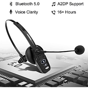 Conambo Trucker Bluetooth Headset, V5.0 Wireless Headset with Microphone, Hands Free Bluetooth Headphones with Noise Canceling Mic for Skype, Call Centers, Offices, Trucker (JBT800)