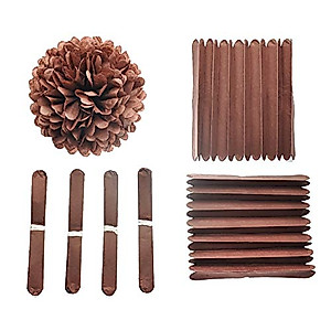 MISU 10" Brown Tissue Pom Poms DIY Tissue Paper Flowers for Birthday Wedding Baby Shower Tea Party Dessert Table Decoration, Pack of 18