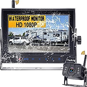 Yakry RV Backup Camera Wireless HD 1080P 7 Inch Waterproof Monitor Rear View Kit Trailers Trucks Forklifts Crane Harvester Boat Observation System Night Vision Adapter for Furrion Pre-Wired Y34