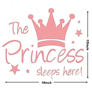 MASCARE Crown Star Wall Decal Princess Sleep Here Wall Sticker Wall Art Decor for Kids Bedroom Baby Nursery Removable Home Background Decoration