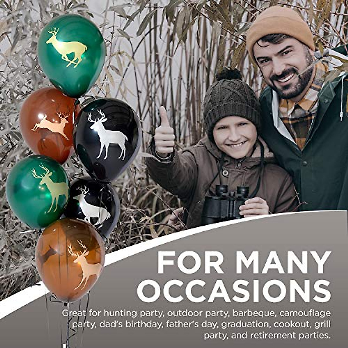 Havercamp Next Camo Party Bucks Latex Balloons | 6 Count | Great for Hunter Themed Party, Camouflage Motif, Birthday Event, Graduation Party, Father's Day Celebration