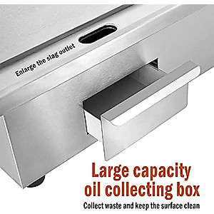 110V 3000W 22" Commercial Electric Countertop Griddle Stainless Steel BBQ Flat Top Grill Hot Plate, Adjustable Thermostatic Control 122°F-572°F, Stainless Steel Restaurant Grill for Kitchen