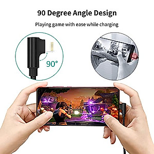 1ft Right Angle Lightning Cable Short, 3 Pack Braided Fast Charging USB to iPhone Charger Cord 90 Degree Compatible with Apple iPhone 13 12 11 Pro Max Xs Xr X 5 6 7 8 Plus SE, iPad Air/Mini