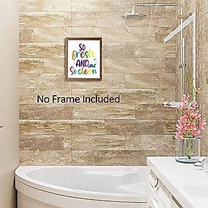 WhatSign Funny Bathroom Quote Art Print, Kids Bathroom Decor,Farmhouse Bathroom Decor,Bathroom Rules Typography,Signs & Rules Decorations ,Set of 4, 8" x 10", Unframed