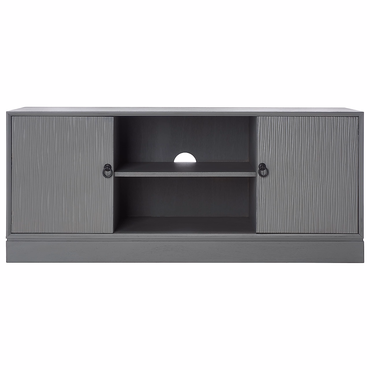 SAFAVIEH Home Collection Aliyah Distressed Grey 2-Door 1-Shelf Entertainment Media Stand up to 55" Flatscreen TV