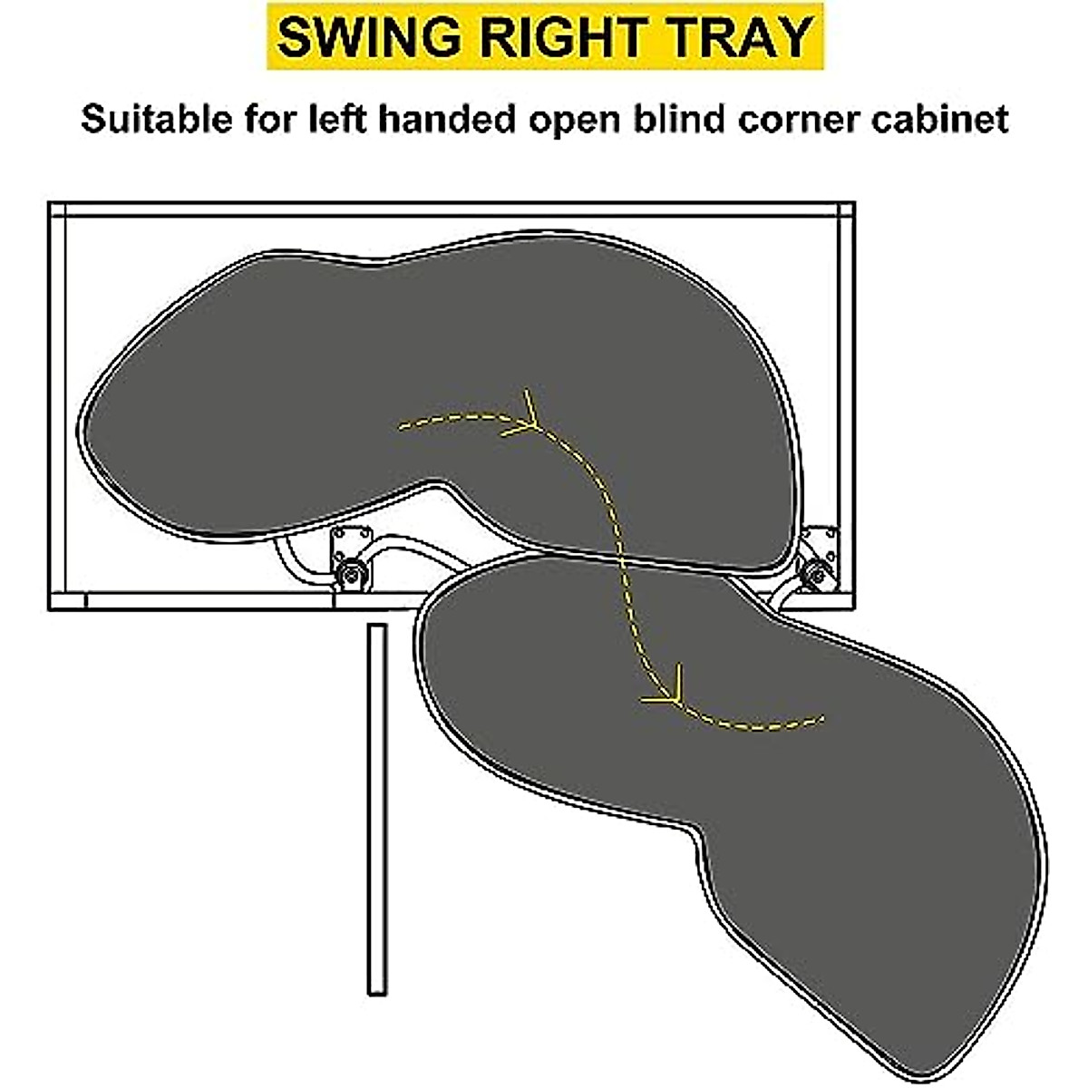 Sunway Blind Corner Cabinet Pull Out Organizer, Soft Close Swing Right Pull Out Cabinet Organizer 36inch, Corner Cabinet Lazy Susan for Corner Cabinet Blind Shelf, 2 Tiers Tray, Adjustable Height