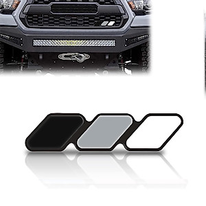 Ajxn 1 PC Car Thickened ABS Grille Three-Color Marking, 4.72" x 0.98" Screw Fixed Slotted Grid Badge, Personalized Creative Decoration Accessories, Suitable for Tacoma 4Runner (Gray)