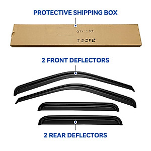 Window Visors Rain Guards for 1999-2016 Ford F250 F350 F450 F550 Super Duty, Window Wind Deflectors Vent Shades for 99-16 F-250 F-350 F-450 F-550 SuperCrew Cab