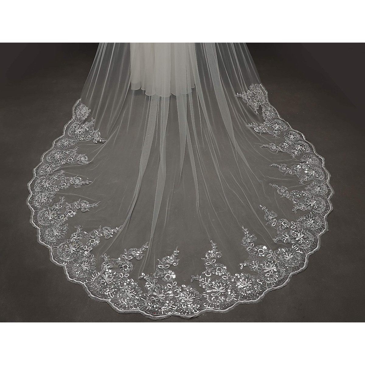 EllieHouse Women's Lace Wedding Bridal Veil Ivory