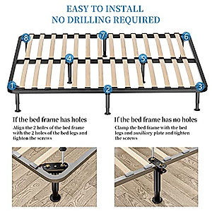 O.HSNYIU Upgrade Adjustable Bed Support Legs 10"-16", Bed Frame Support Legs, Bed Legs Set of 4, Metal Bed Frame or Wooden Bed Center Slat Support Leg, Heavy Bed Replacement Legs (4, 10"-16")