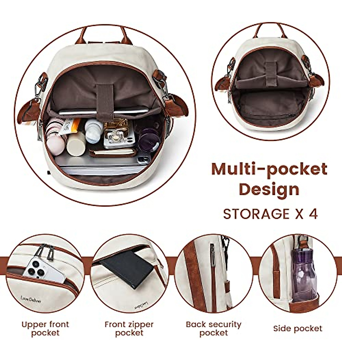 Love Deliver Leather Purse Backpack for Women Fashion Designer Ladies Shoulder Bags Travel Backpack With Wristlets