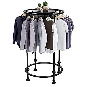 QQXX Freestanding Metal Clothes Rack,Modern Round Clothing Rack,Heavy-Duty Garment Rack with Top Shelf,Cloth Display Rack Hanger for Clothes Store Bedroom Multi-Purpose Hanging Rod Shelf
