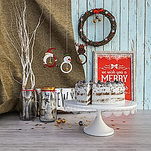 LUCYCAZ 12-inch White Cake Stand, No Need to Install Single Layer Round Metal Cupcake Holder Stand, Wedding Birthday Party Dessert Holder Pedestal/Display/Plate