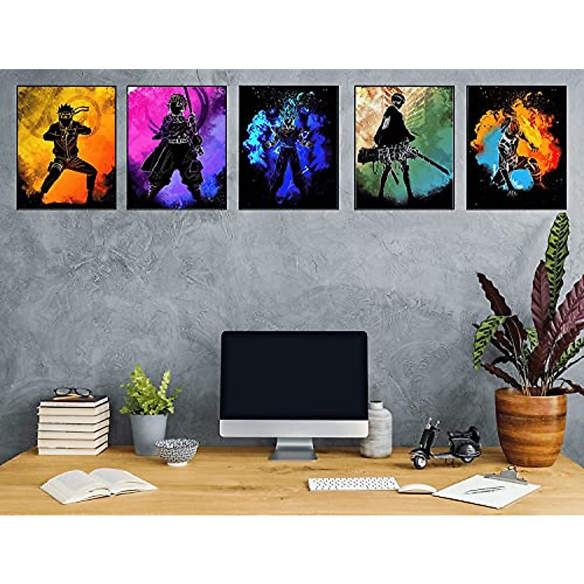 MTEBOCC Anime Poster Pack Teens Posters Bedroom Art - Room Decor Give Boy Gifts Canvas Wall Art Paintings Canvas HD Picture prints Set of 6 Unframed 8X10in