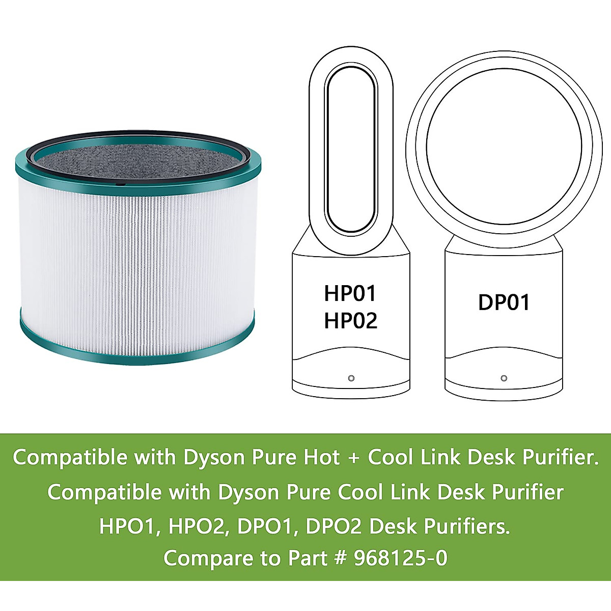 Star Maktion,2 Pack Air purifier filters replacements,High-Efficiency Activated Carbon,Compatible with Dyson DP01、DP03、HP00、HP01、HP02、HP03、Desktop Purifier,part number 968125-03