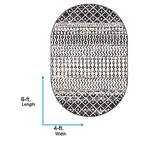 Artistic Weavers Chester Boho Moroccan Area Rug,4' x 6' Oval,Black